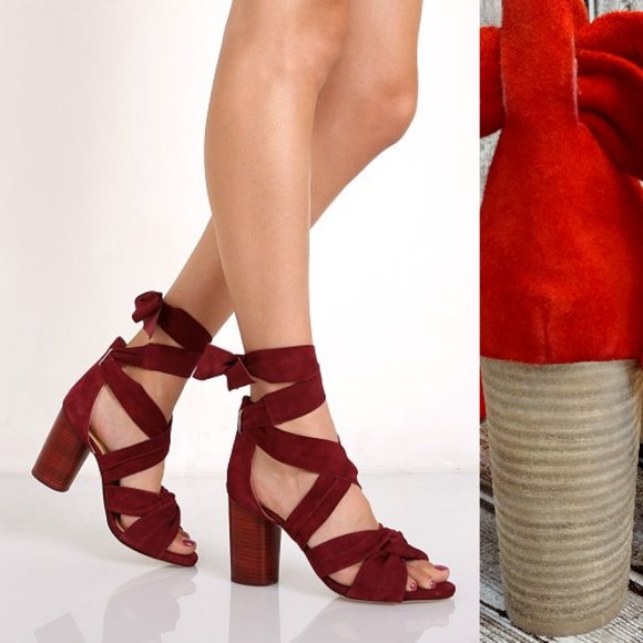 RAYE | Shoes | Raye X For Love And Lemons Cherry Red Suede Strappy ...